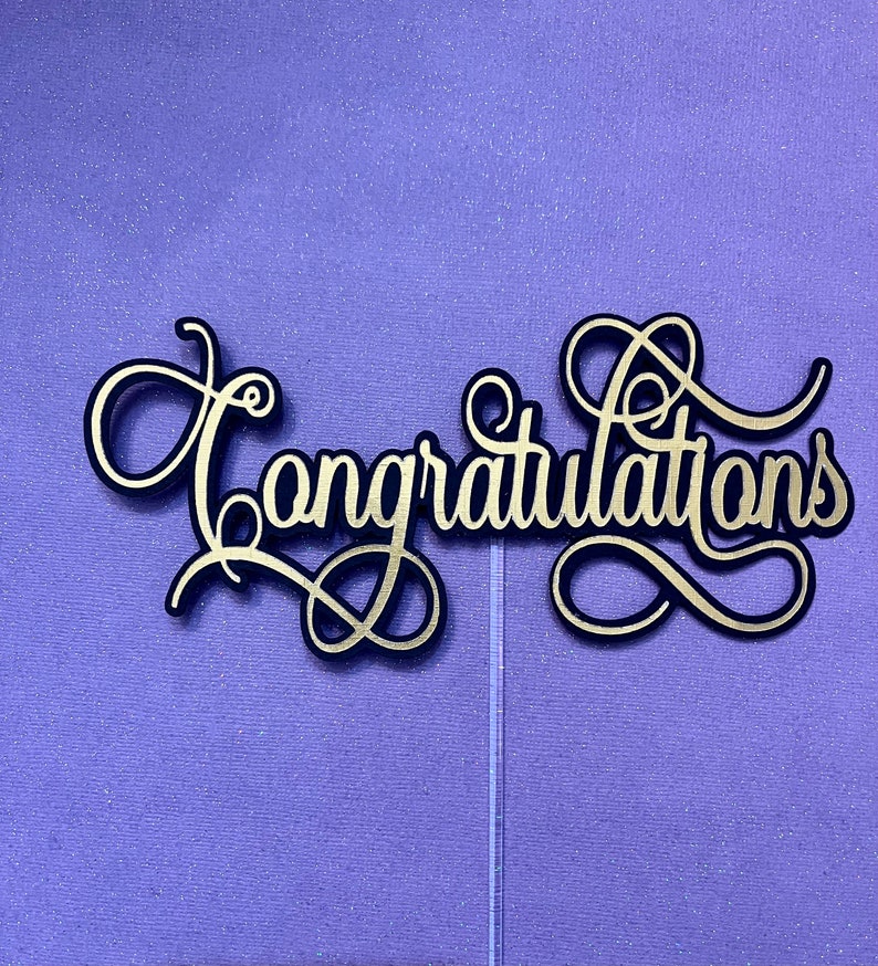 Congratulations , Gold Metallic Cake Topper - Etsy