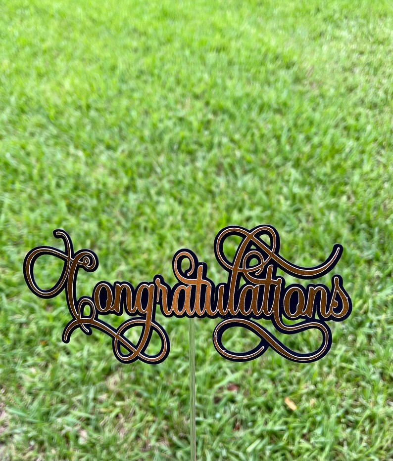 Congratulations , Gold Metallic Cake Topper - Etsy