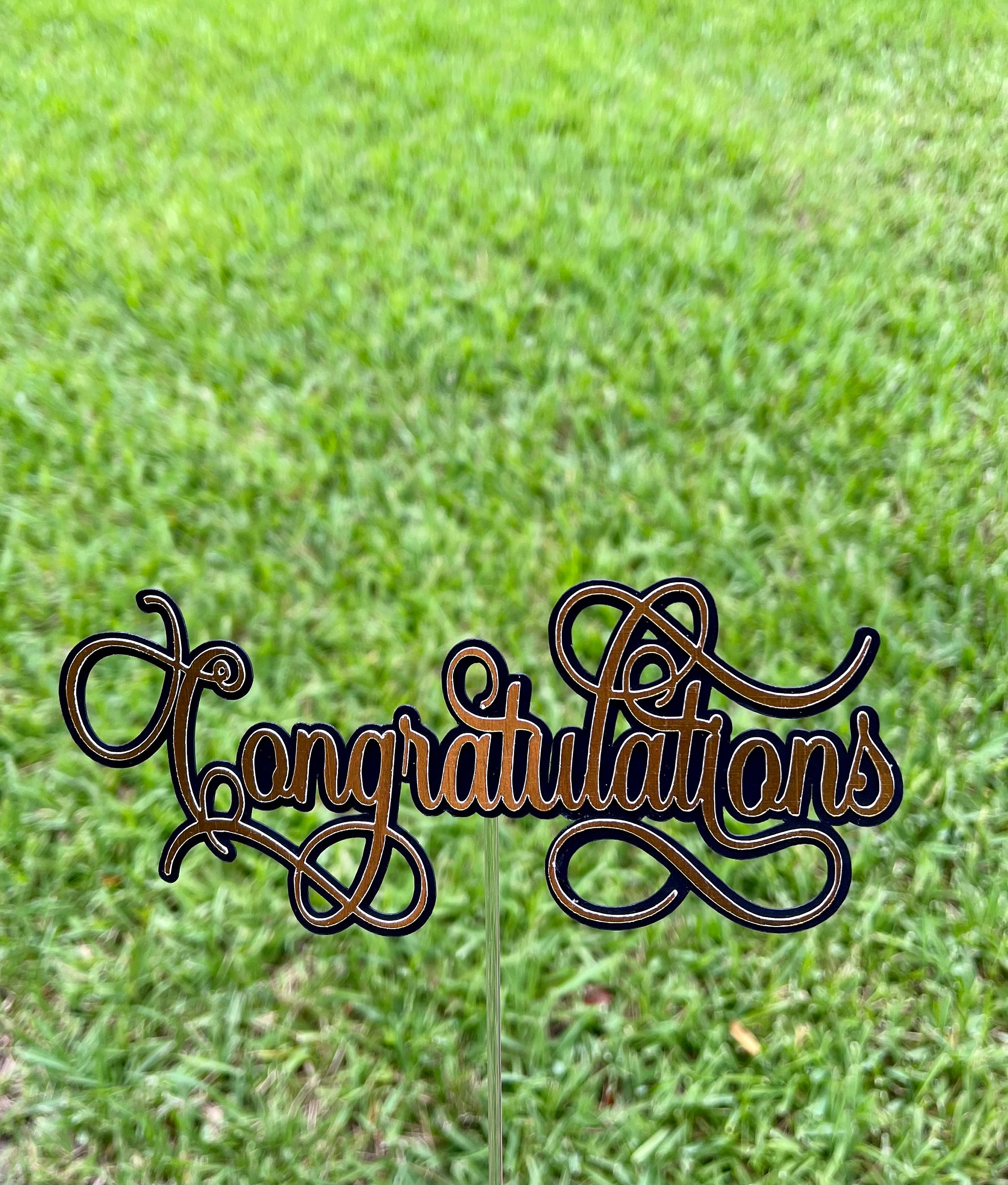 Congratulations , Gold Metallic Cake Topper - Etsy