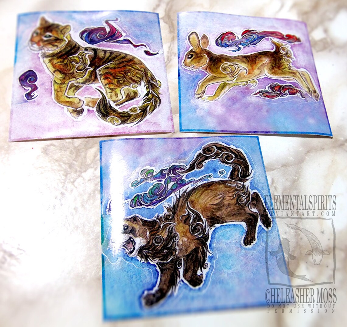 Large Animal Stickers Cute Scottish Wildcat Cat Polecat Ferret - Etsy