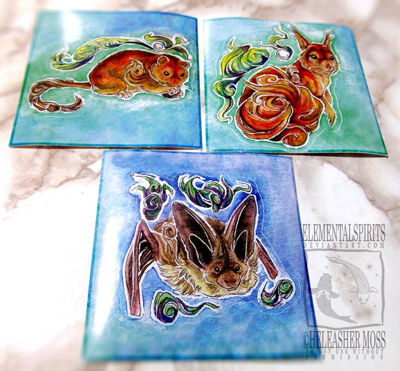 Large Animal Stickers Cute Scottish Wildcat Cat Polecat Ferret - Etsy