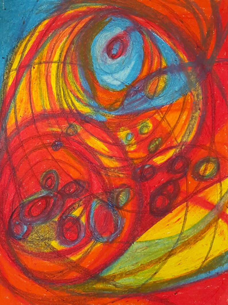 Stream- Abstract Oil Pastel Drawing 9 X 12, Original Art - Etsy