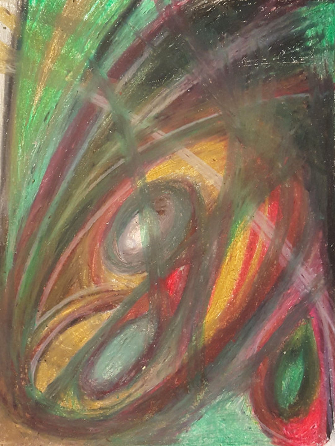 Surprise- Abstract Oil Pastel Drawing 9 X 12 - Etsy