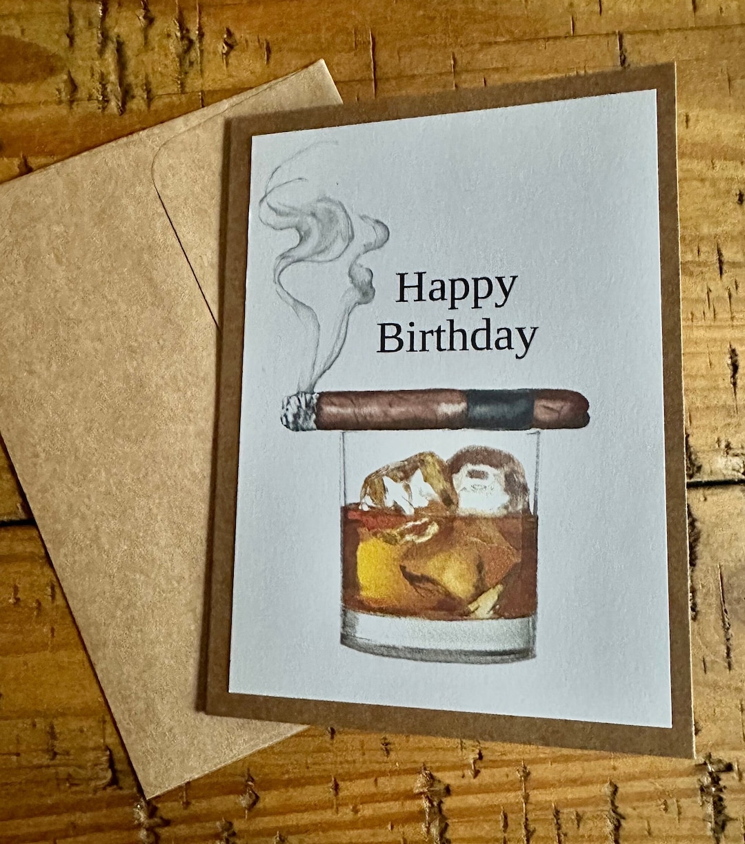 Cigar Birthday Card Whiskey Cigar Card Card for Boyfriend - Etsy UK
