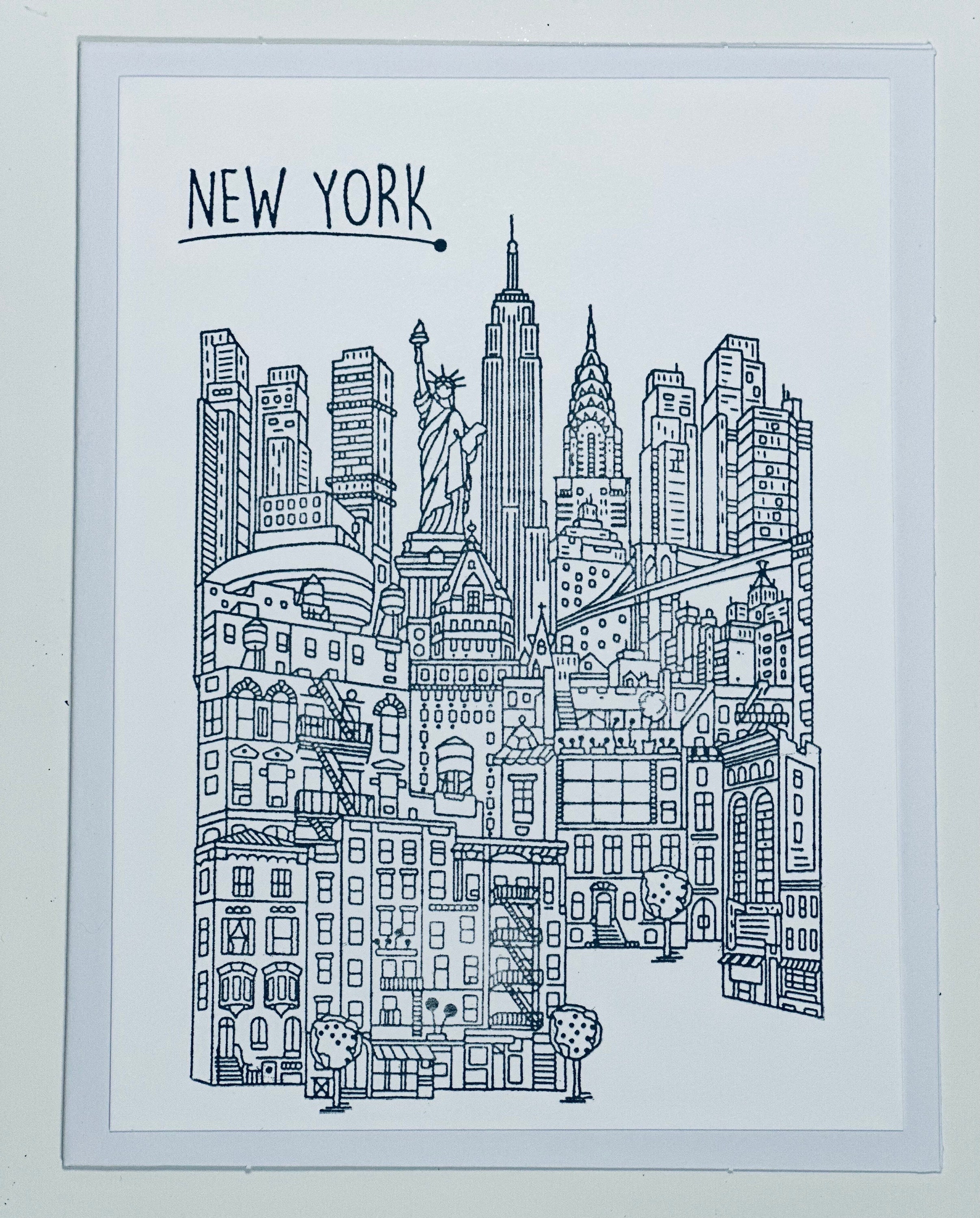 New York City Skyline Card: Handmade Greeting Card (5x7) - Etsy