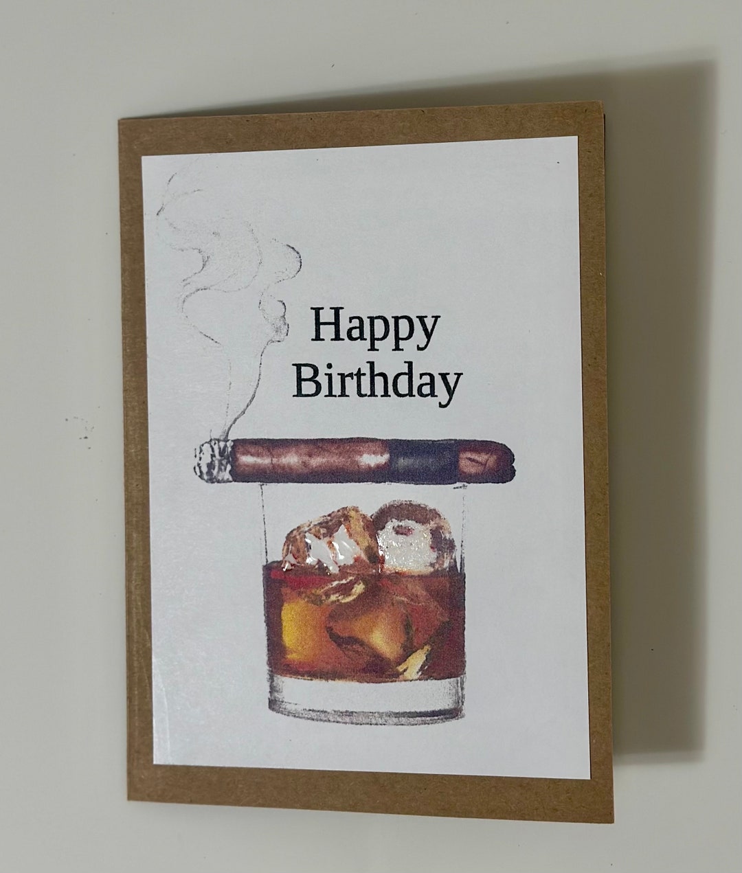 Cigar Birthday Card Whiskey Cigar Card Card for Boyfriend Card - Etsy