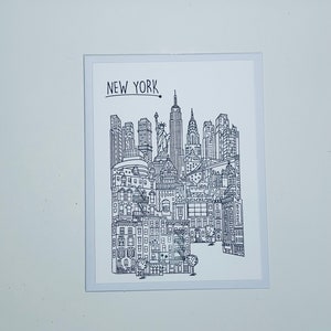 New York City Skyline Card: Handmade Greeting Card (5x7) - Etsy