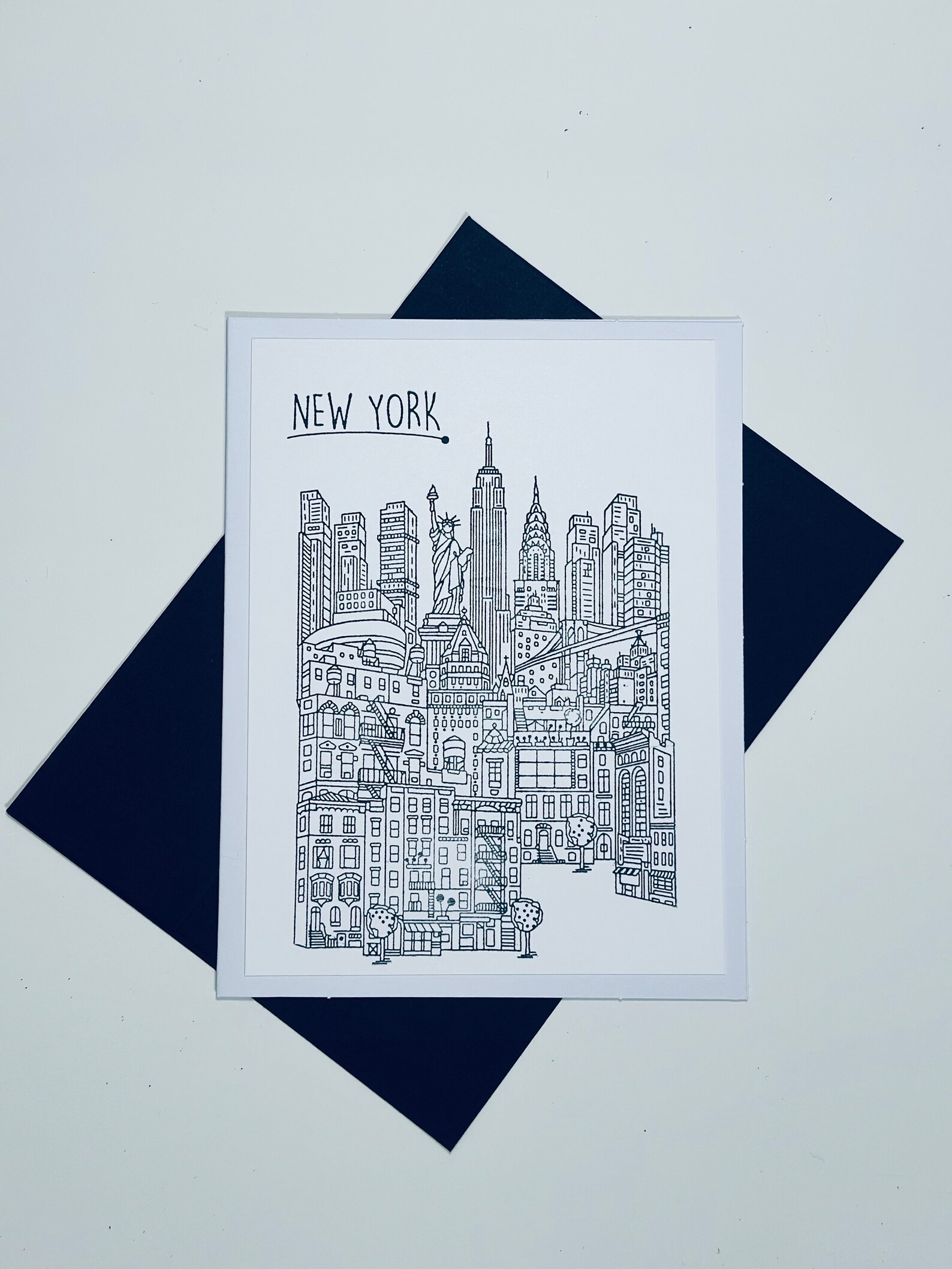 New York City Skyline Card: Handmade Greeting Card (5x7) - Etsy