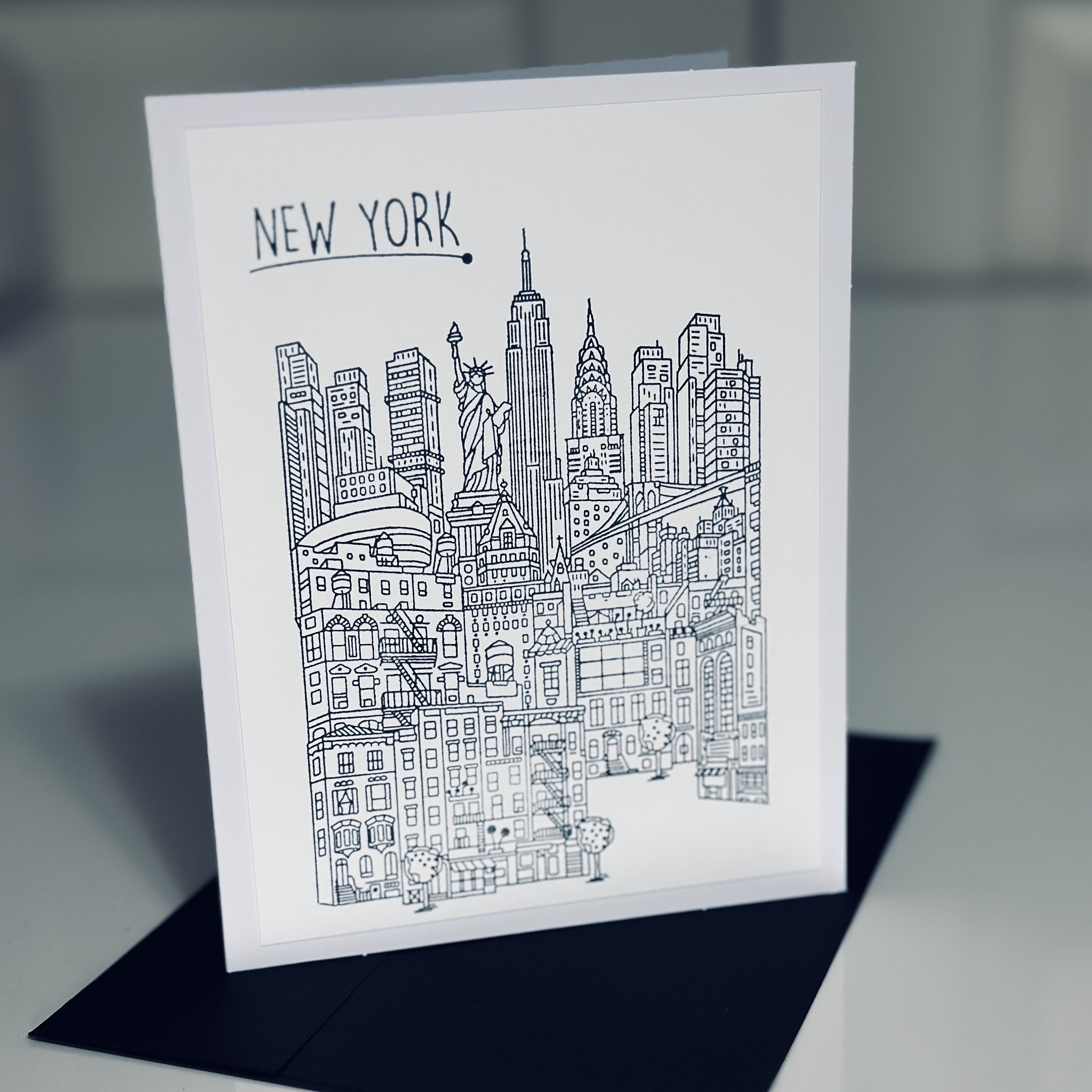 New York City Skyline Card: Handmade Greeting Card (5x7) - Etsy