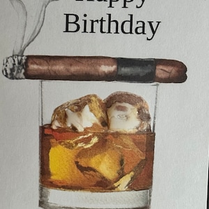 Cigar Birthday Card Whiskey Cigar Card for Boyfriend Card for ...