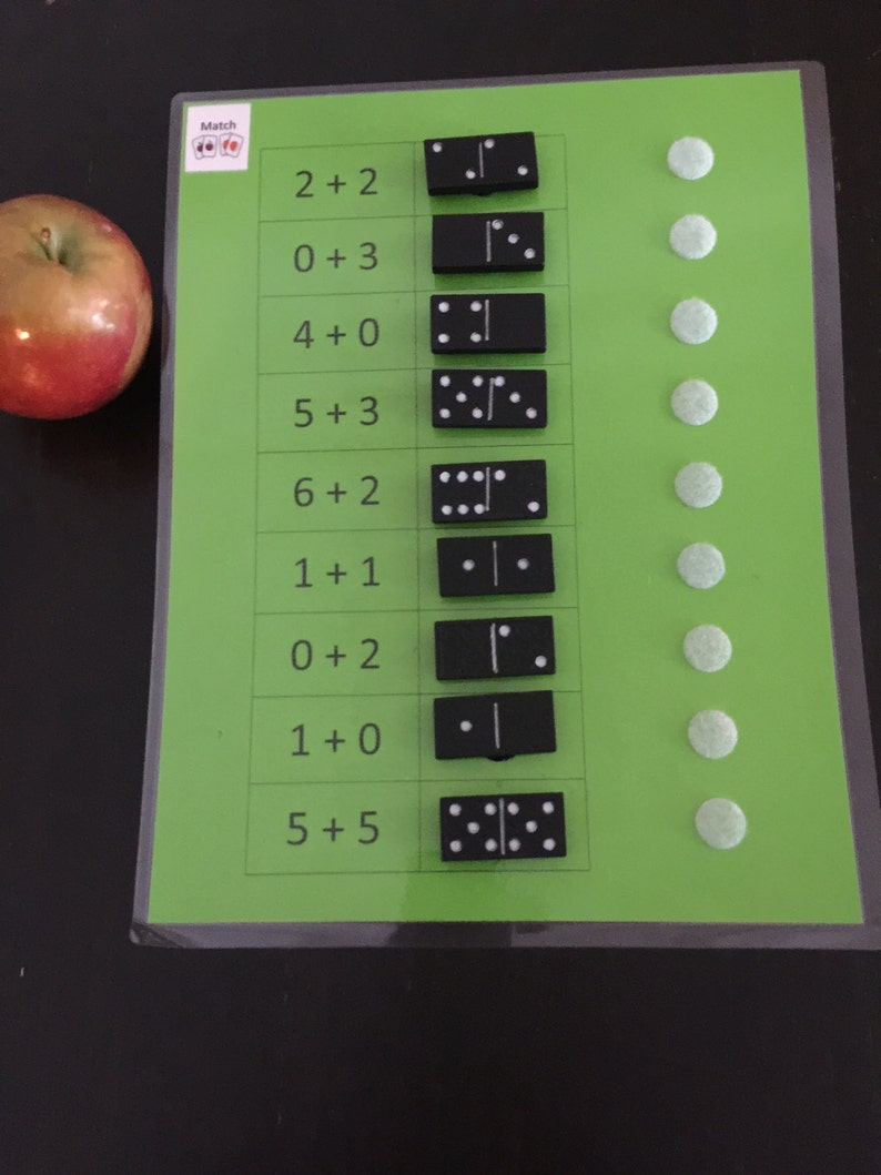 Domino Addition Match set 2 Early Addition Autism Special - Etsy Canada
