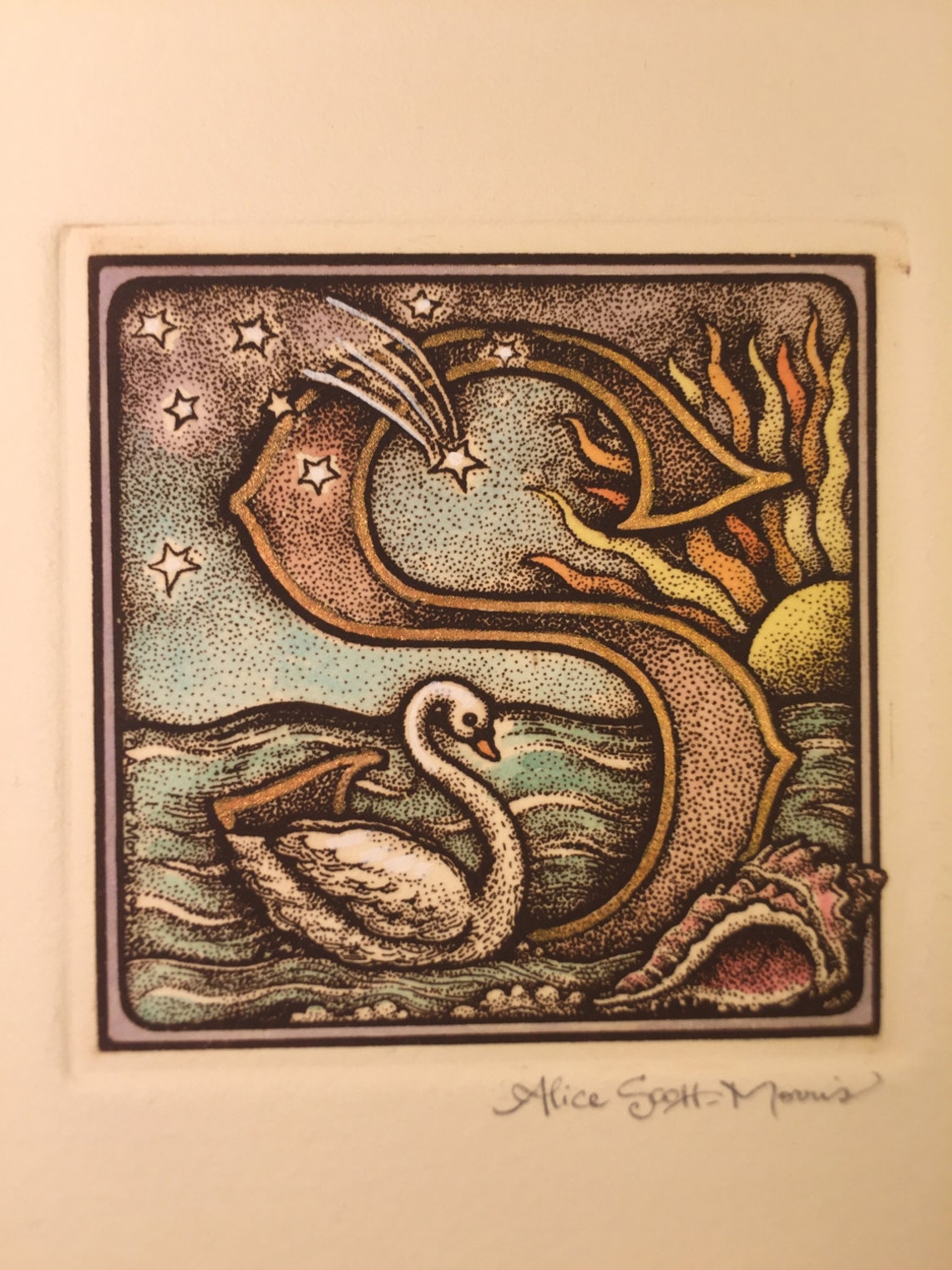 Letter Art - S- Initial Art- Etching Print, Handmade Etching - Etsy