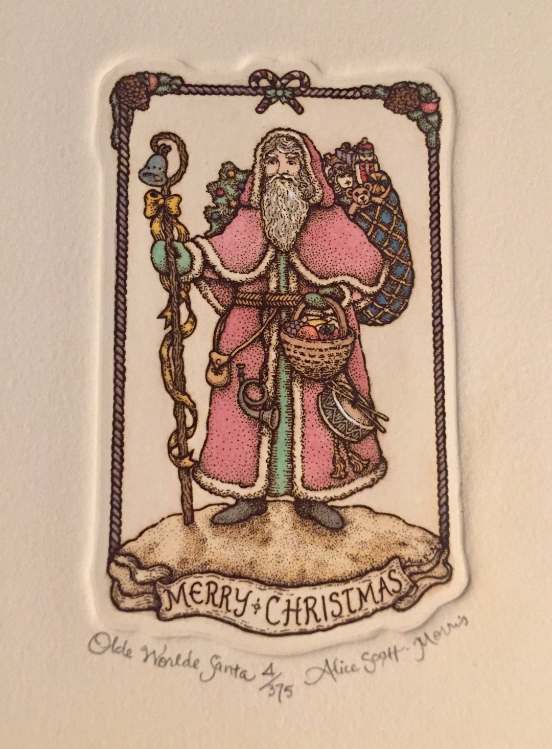 Christmas Santa - "olde Worlde Santa" Etching - Limited Edition Etching ...