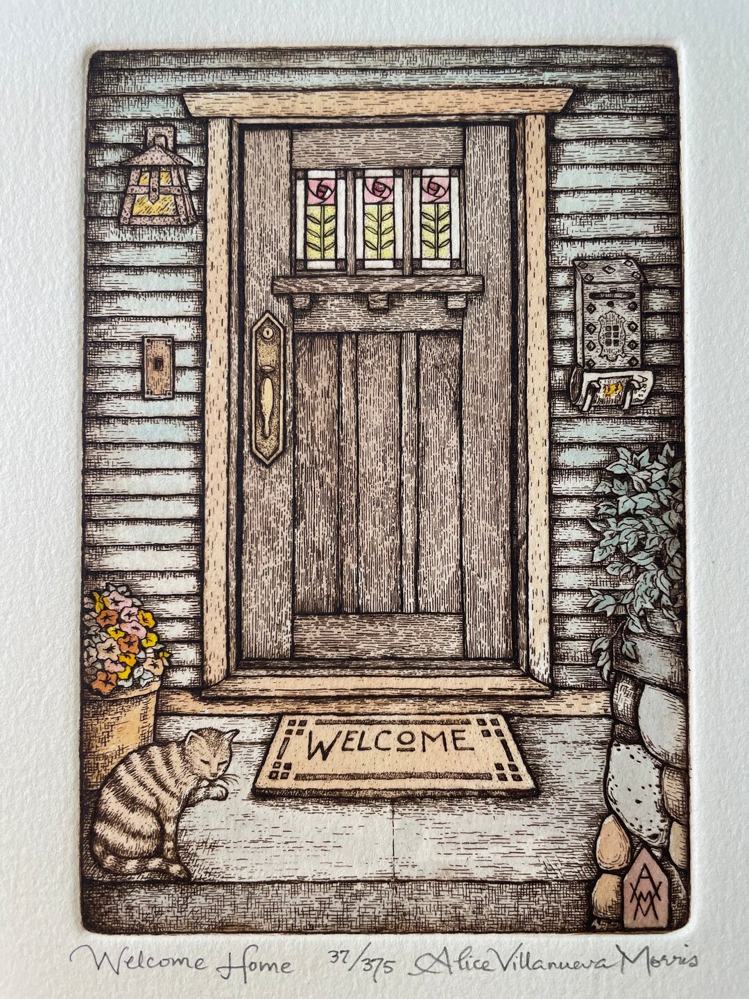 Welcome Home, Cat on Front Porch Version, Unframed, Limited Edition ...