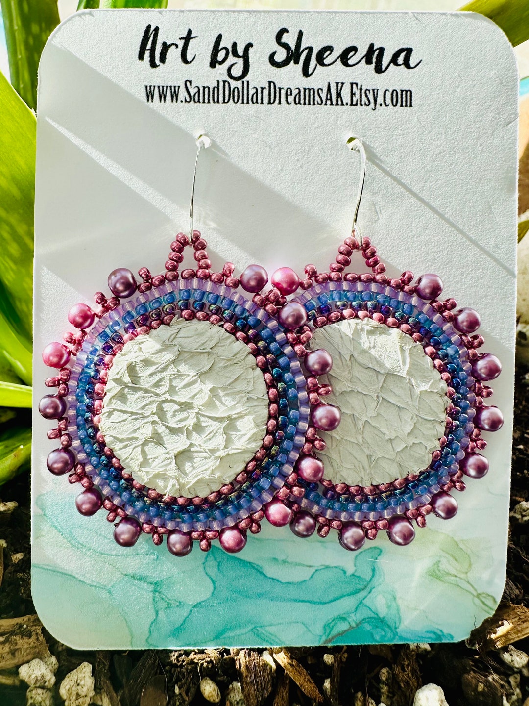 Beaded Fish Skin Earrings With Glass Beads and Iridescent Bead Accents ...