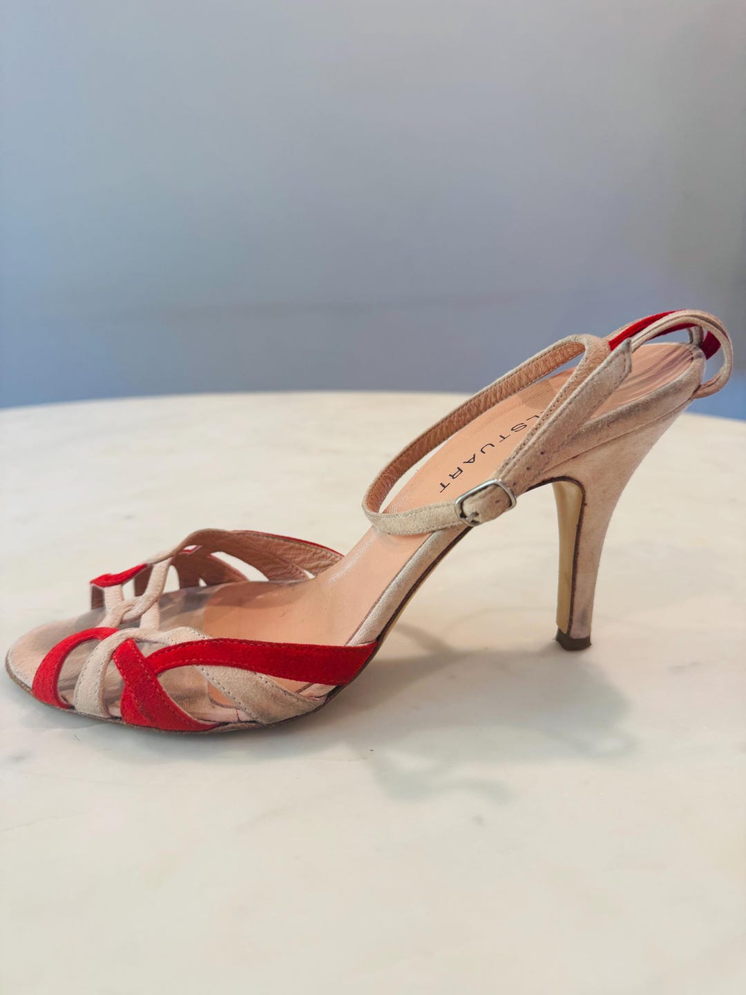 Jill Stuart Y2K Pink and Red Strappy Sandals, Pink Suede Heels, Y2K ...