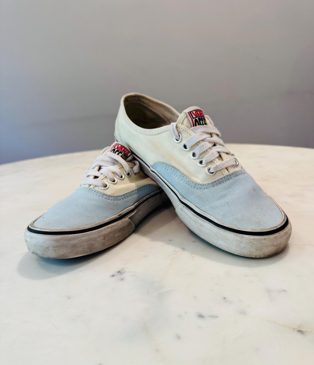 VANS Authentic Vintage 2-tone Blue and White Sneakers, Lace-up Vans Sk8 ...