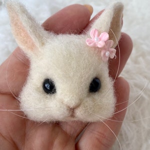 Felted Bunny Brooch Needle Felted Animal Pin Easter Gift Needle Felt ...