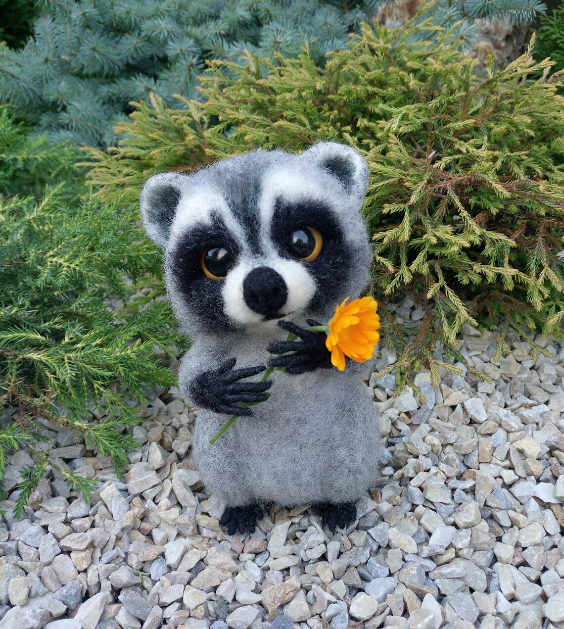 Felted raccoon Needle felted animal Wool felt raccoon Animal | Etsy