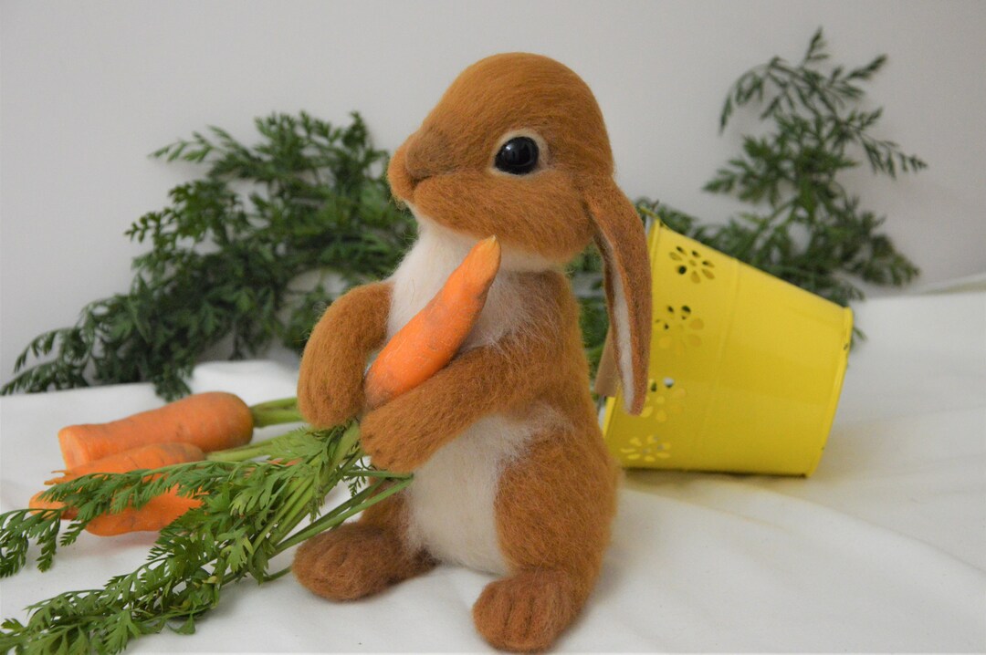 Brown Felted Bunny Needle Felt Rabbit Felted Animal Wool Felt - Etsy