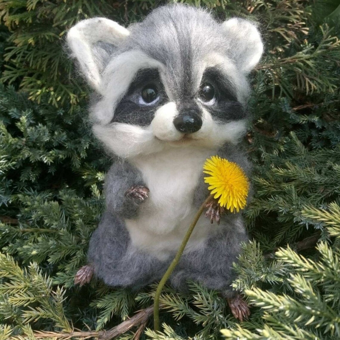 Felted Raccoon Needle Felted Animal Wool Felt Raccoon Animal - Etsy