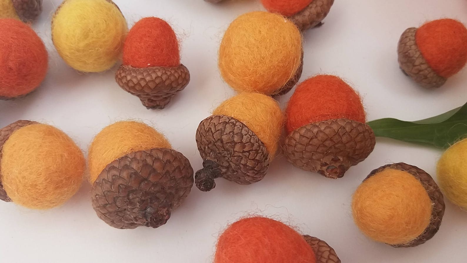 Felted Acorns Wool Acorns for Decor Orange Yellow Felt - Etsy