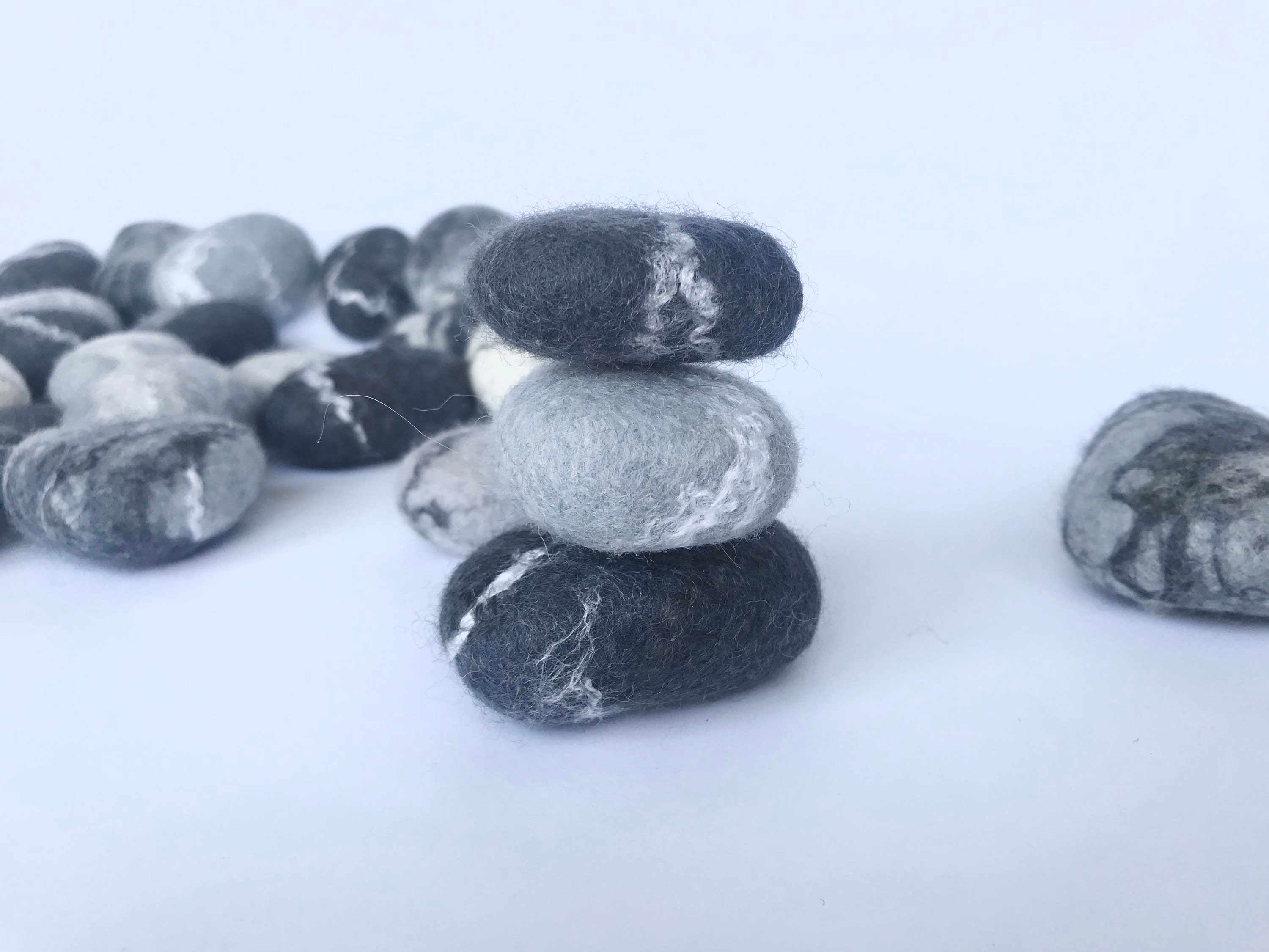 Felted pebbles Wool stones Felted stones Wool felted stone | Etsy