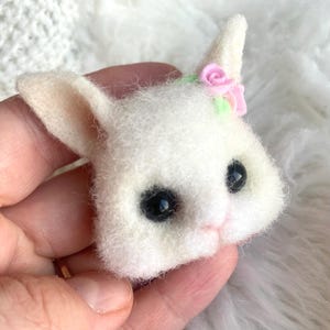 Felted Bunny Brooch Needle Felted Animal Pin Easter Gift Needle Felt ...