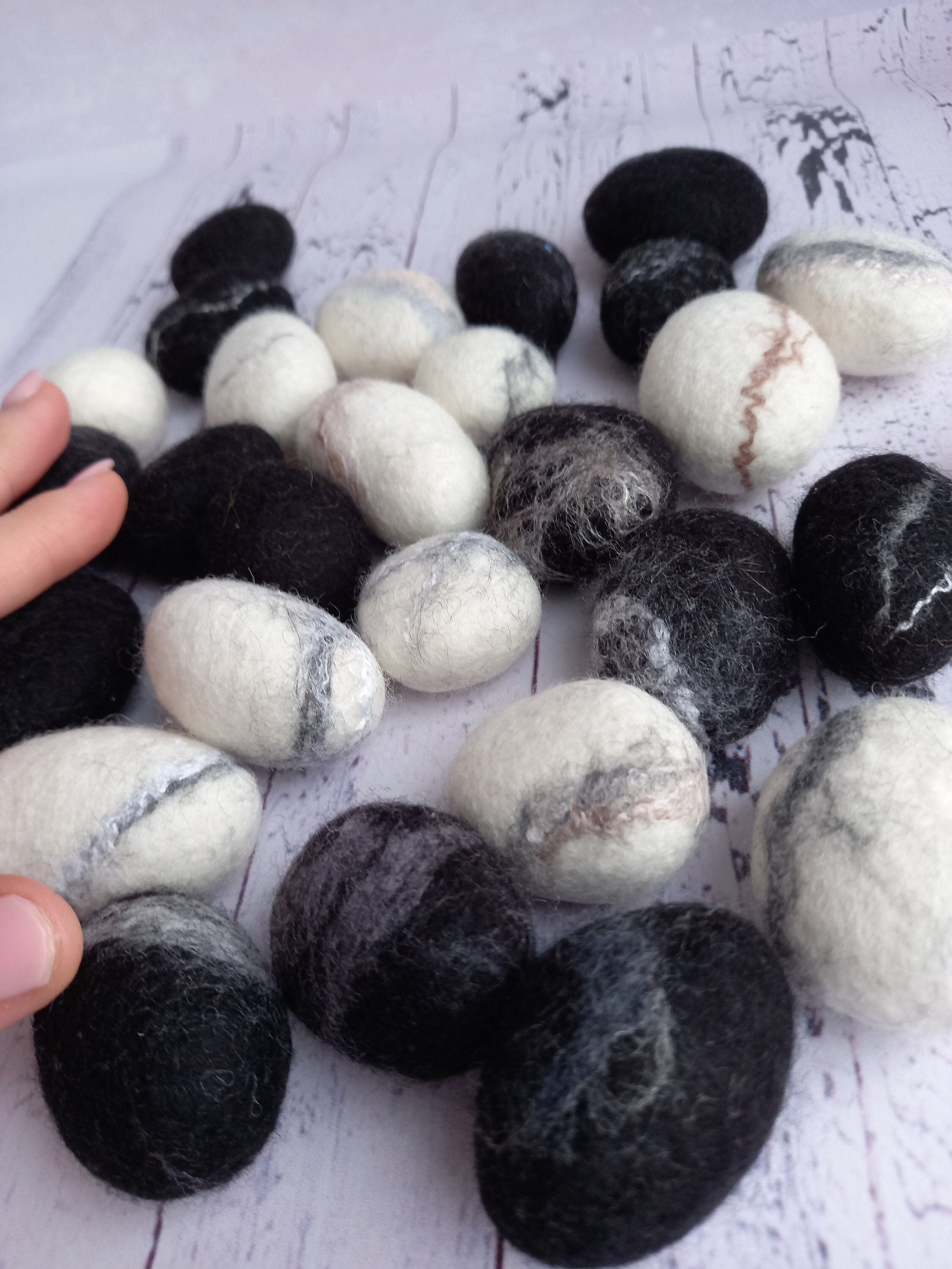 Felted pebbles Wool stones Felted stones Wool felted stone | Etsy