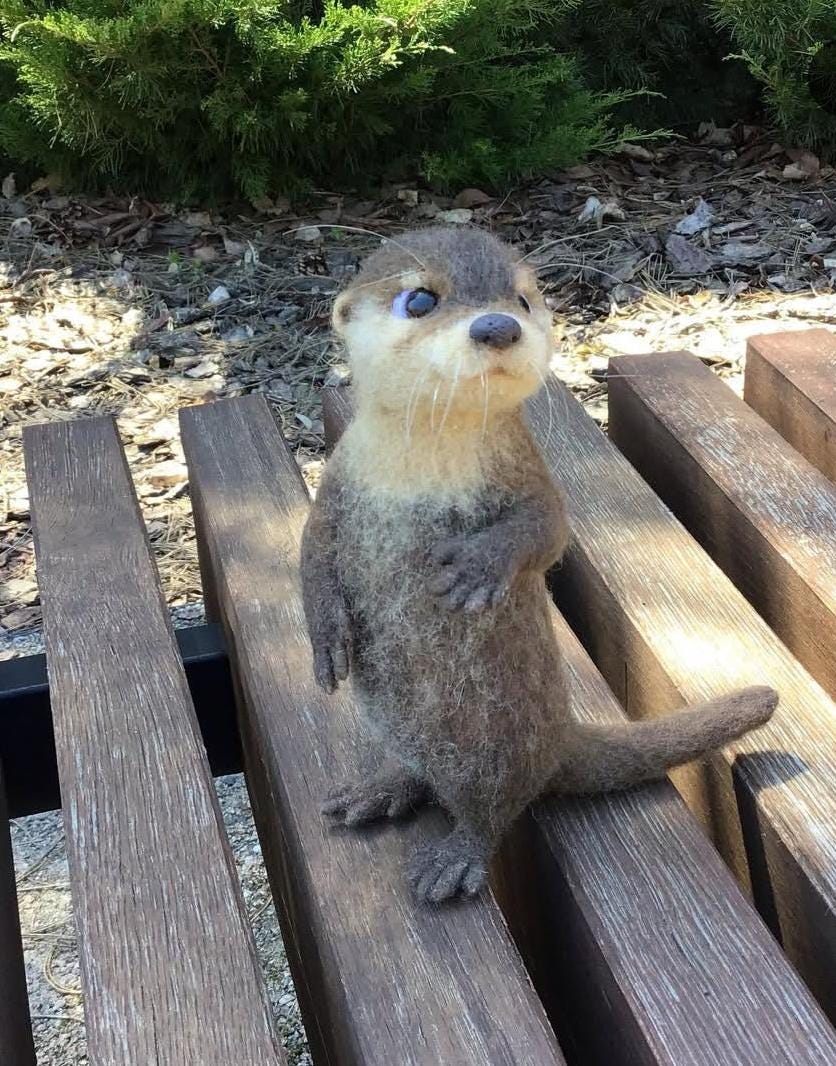 Needle Felted Otter: Handmade Otter Figurine, Animal Lover Gift - Etsy