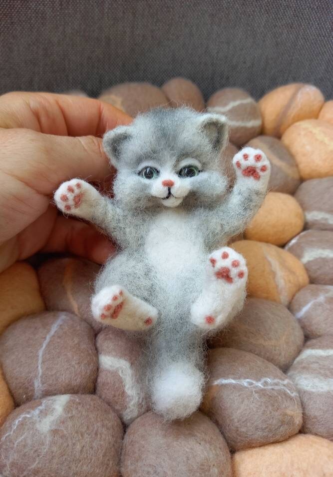 Felted Animals Needle Felted Cat Felt Cat Neddle Felted Kitten - Etsy