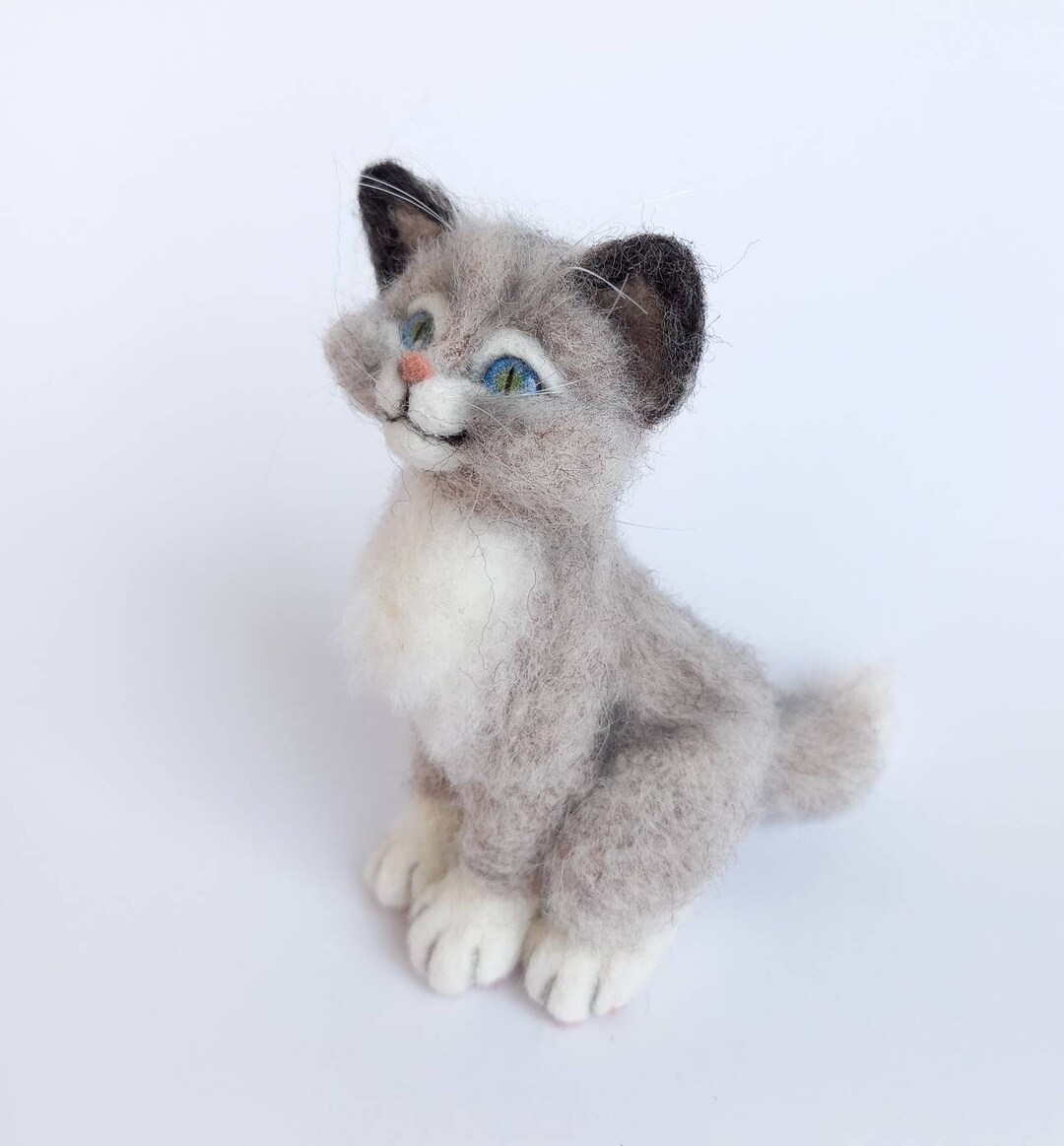 Felted Animals Needle Felted Cat Felt Cat Neddle Felted Kitten Animal ...