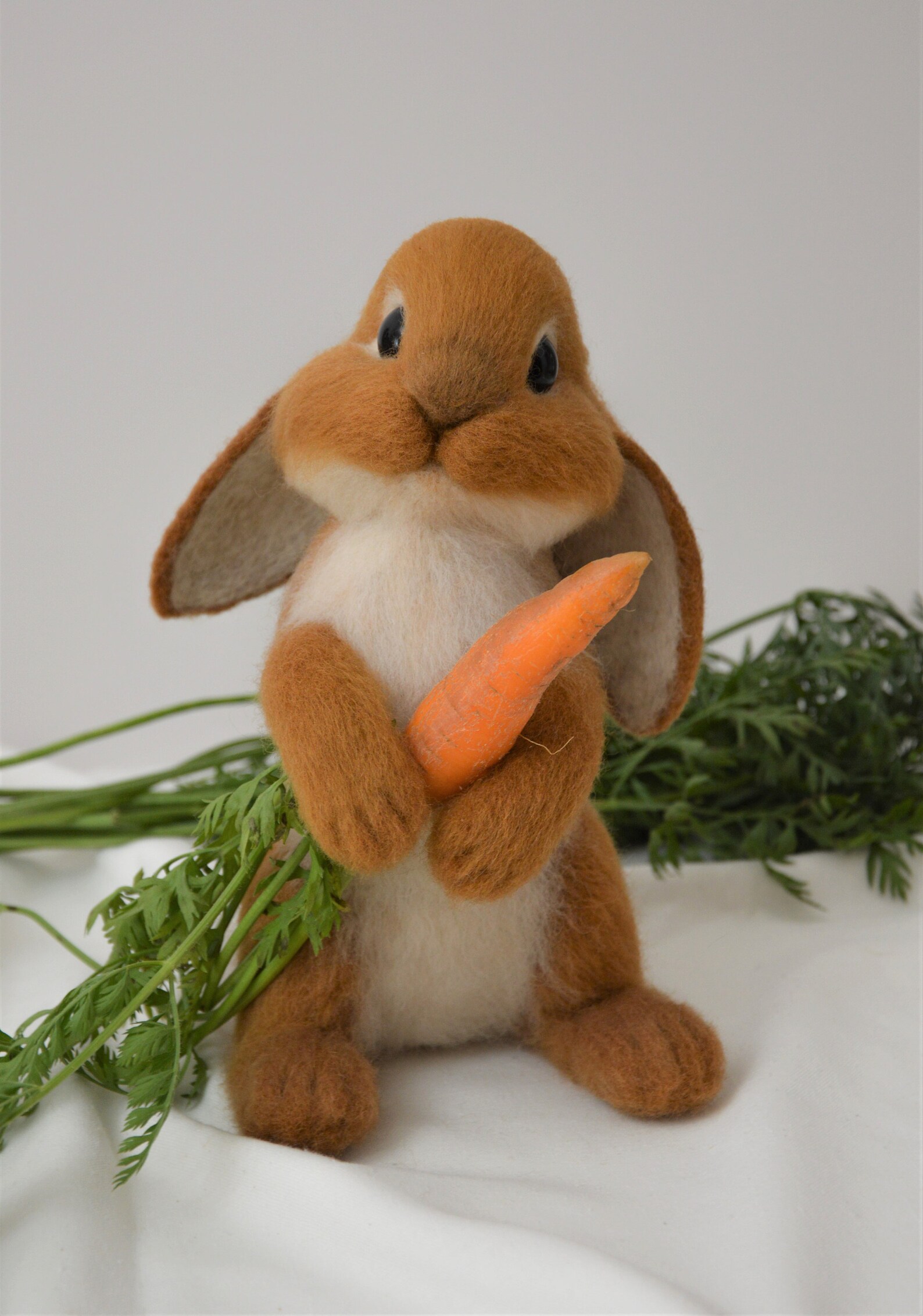 Brown Felted Bunny Needle Felt Rabbit Felted Animal Wool Felt | Etsy