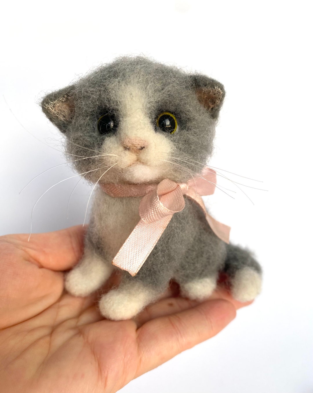 Felted Animals Needle Felted Cat Felt Cat Neddle Felted Kitten Animal ...