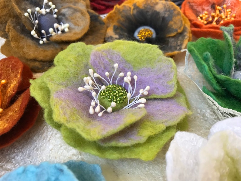 Set of 10 Felted Brooches Custom Felt Brooches Felted Flower | Etsy