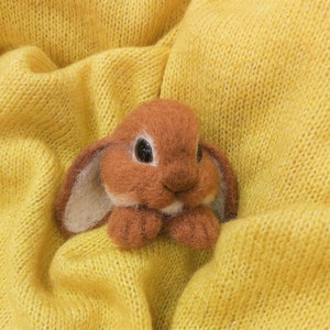 Felted Animal Bunny Brooch Needle Felt Animal Brooch Felted Bunny Fall ...
