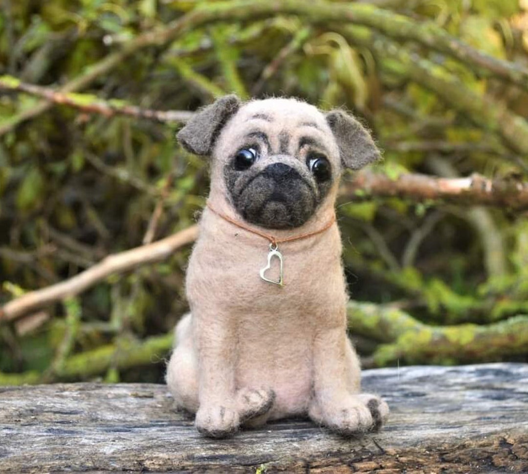 Needle Felted Pug, Felt Dog, Felted Pug, Needle Felted Animal, Dog ...