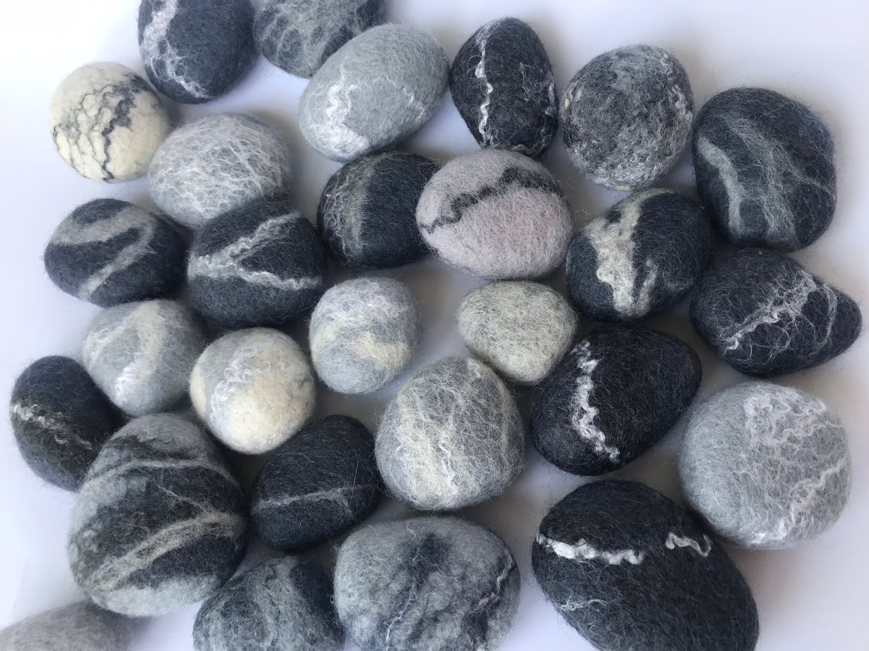 Felted pebbles Wool stones Felted stones Wool felted stone | Etsy