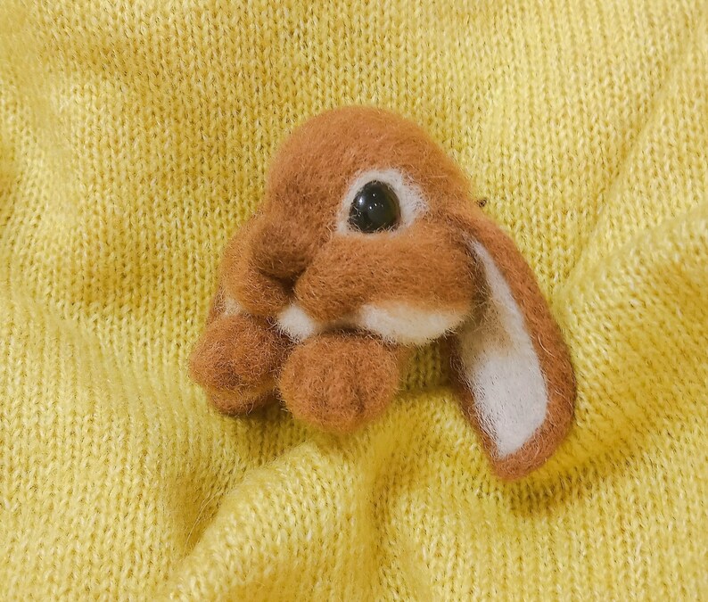 Felted Bunny Brooch: Needle Felted Animal Pin - Etsy