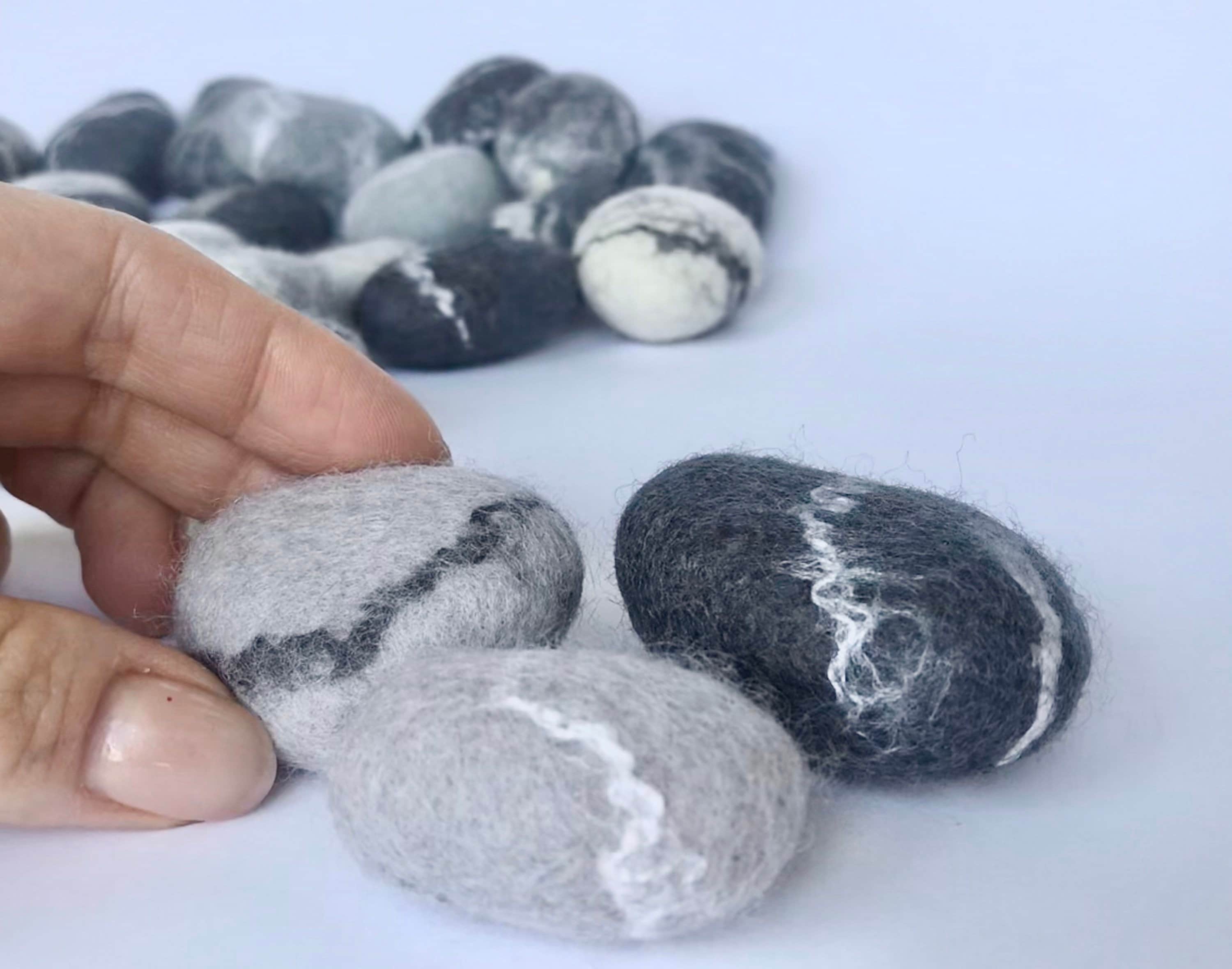 Felted pebbles Wool stones Felted stones Wool felted stone | Etsy