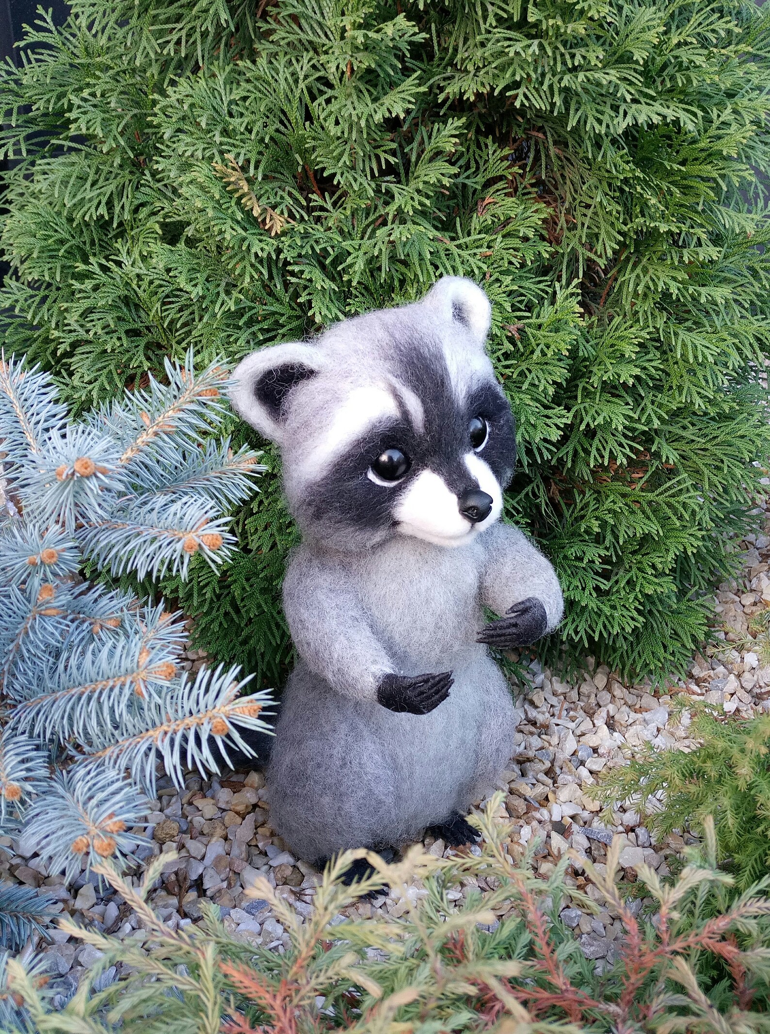 Felted raccoon Needle felted animal Wool felt raccoon Animal | Etsy