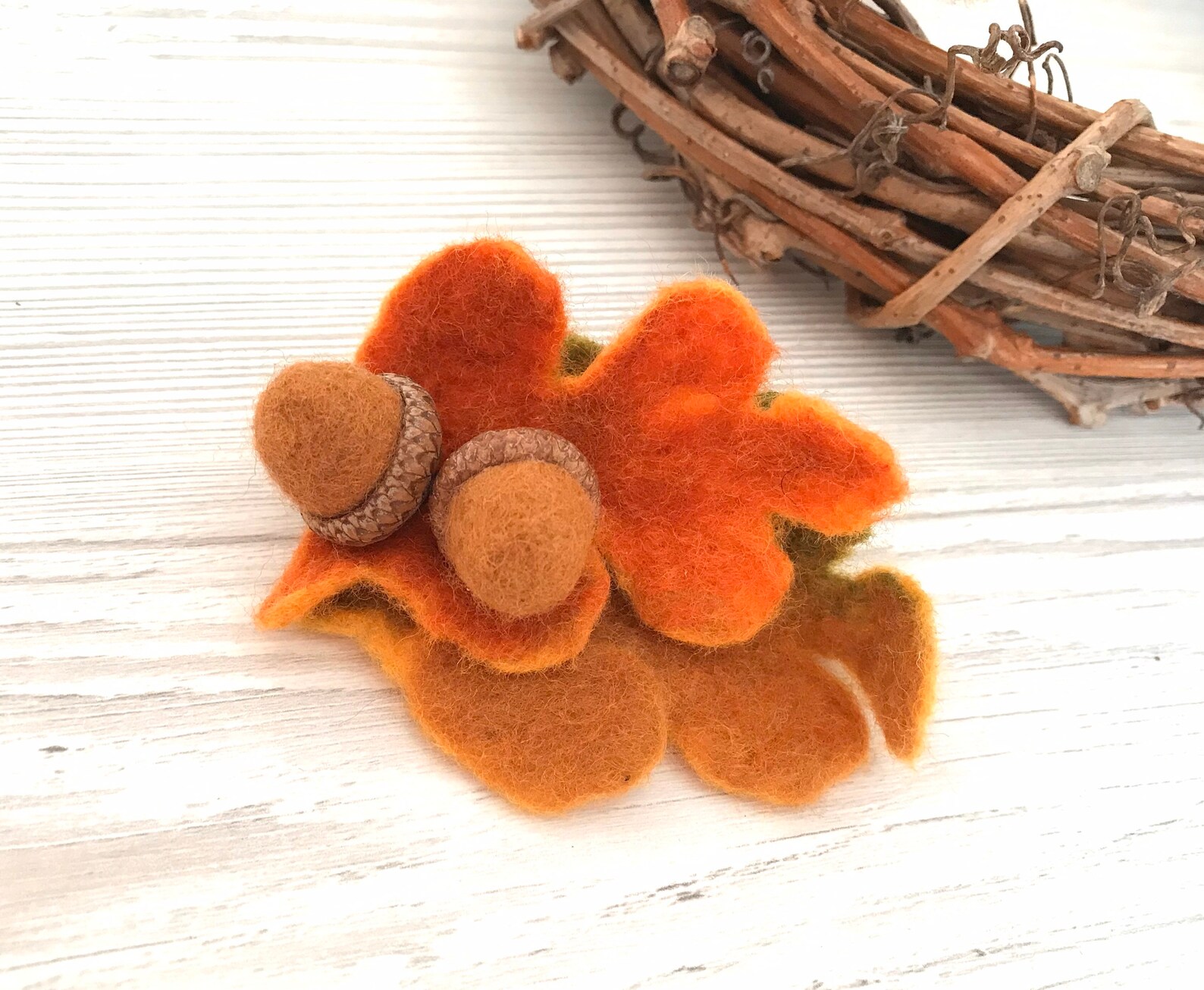 Felted Brooch Fall Brooch for Women Acorns Brooch Felted Acorn | Etsy