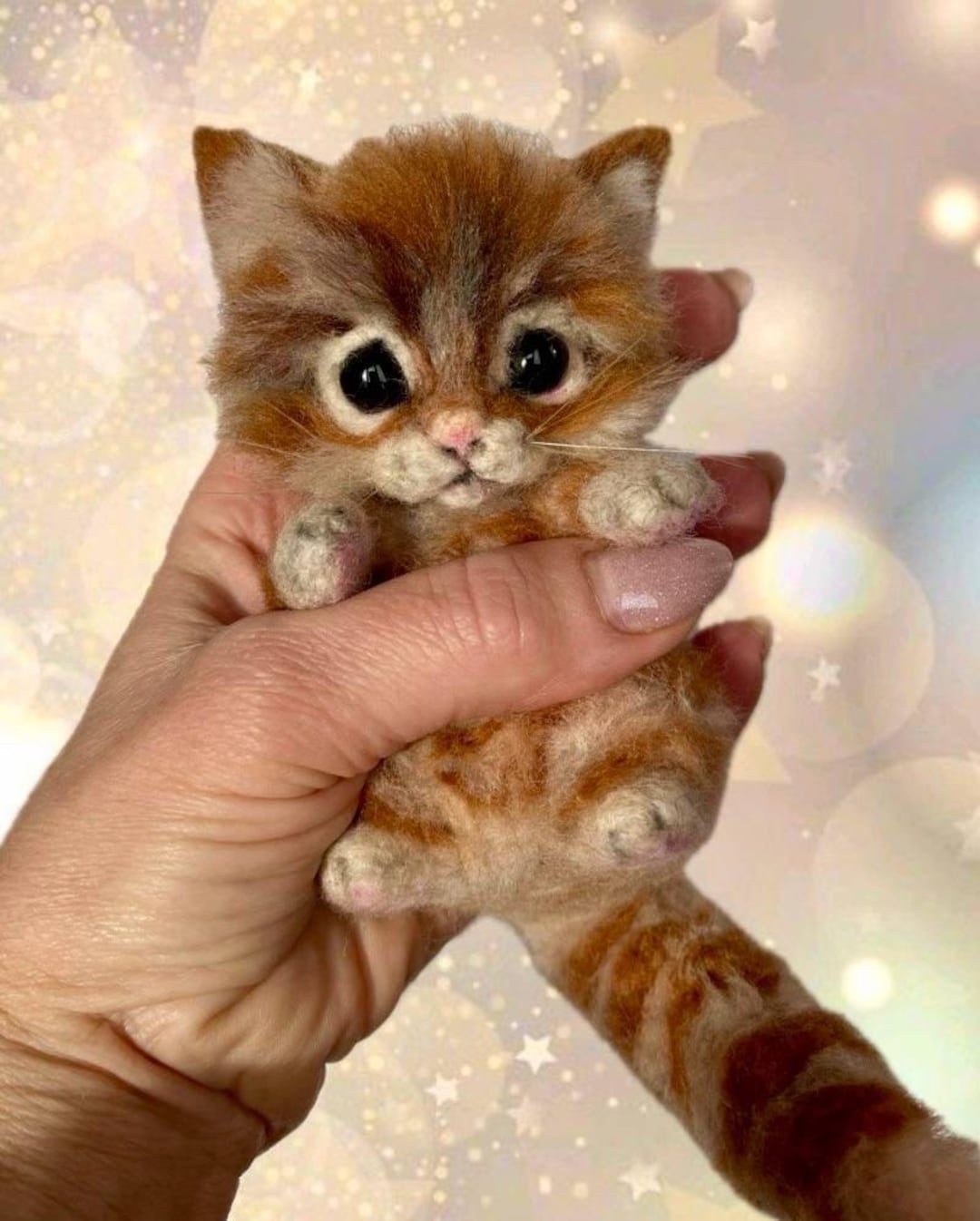 Ginger Felted Cat, Wool Kitten Sculpture, Needle Felted Cat Miniature ...