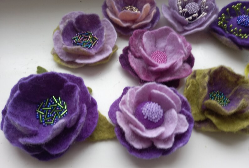 Set of 10 Felted Brooches Custom Felt Brooches Felted Flower - Etsy