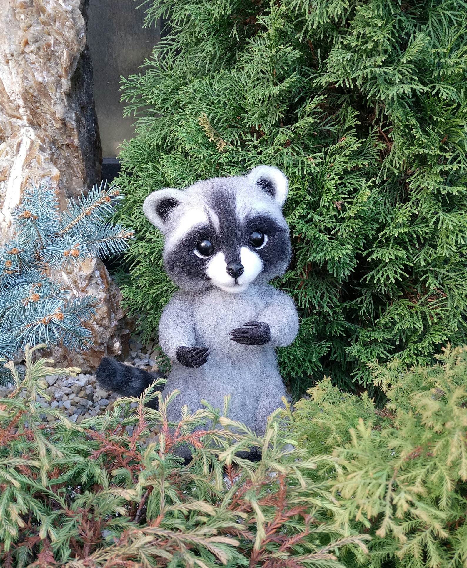 Felted raccoon Needle felted animal Wool felt raccoon Animal | Etsy