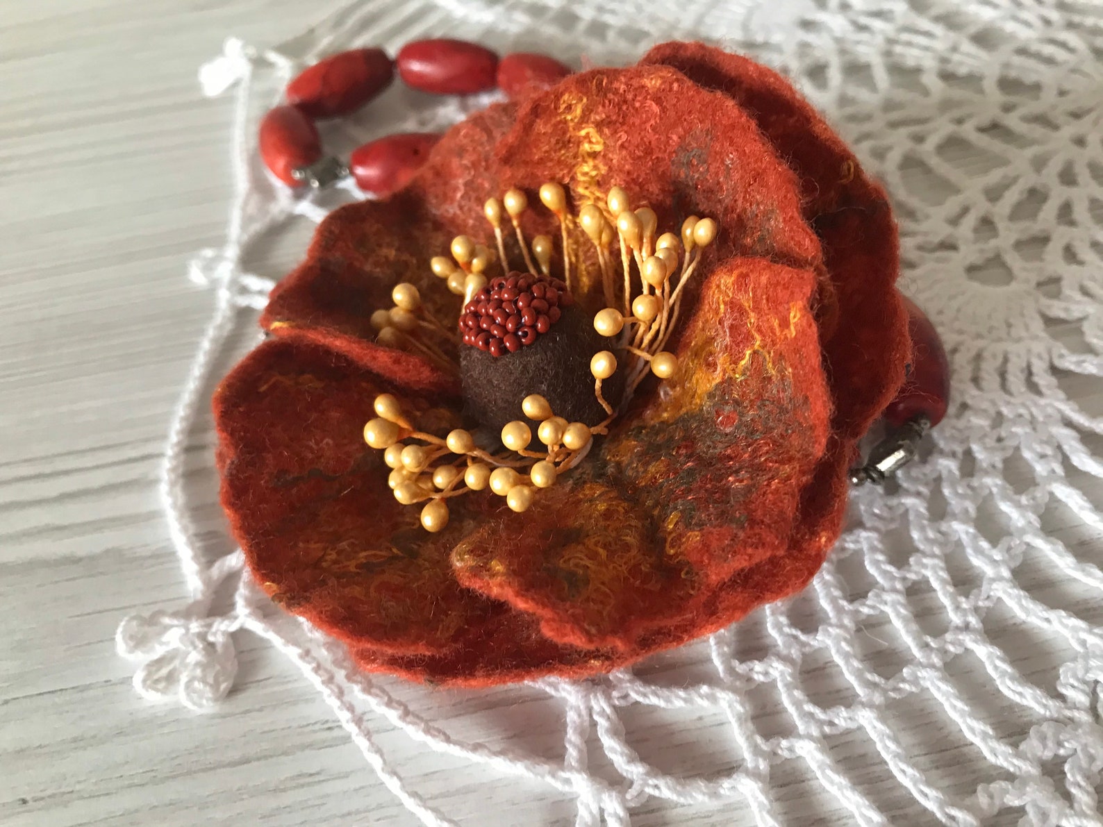 Felted Pin Poppy Pin Felt Brooch Felt Flower Felted Flower - Etsy