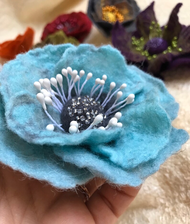 Set of 10 Felted Brooches Custom Felt Brooches Felted Flower | Etsy