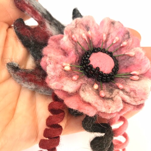 Flower Brooch Wool Felt Brooch Felted Flower Brooch Gift for - Etsy