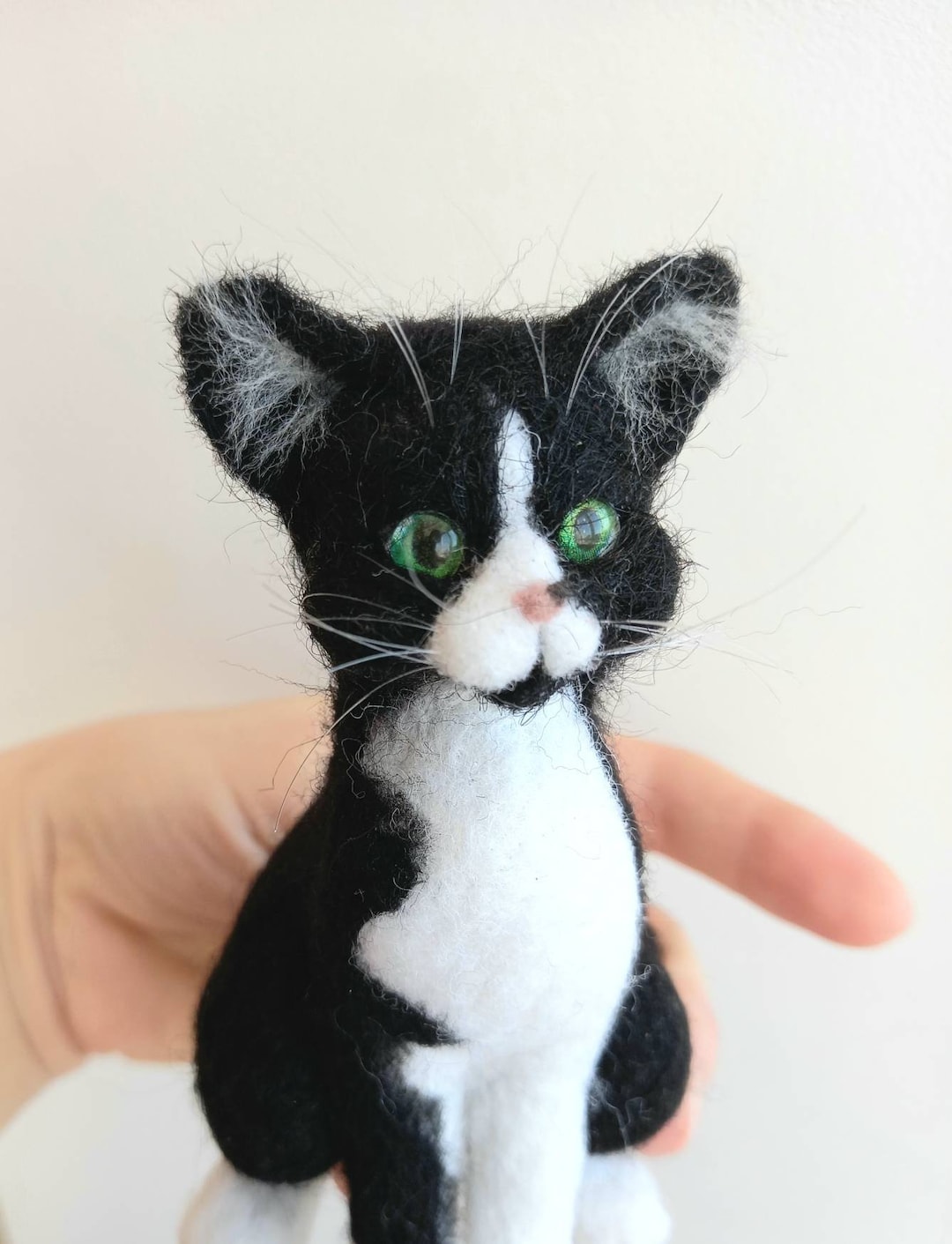 Needle Felted Blabj White Cat Felt Cat Neddle Felted Kitten Animal ...