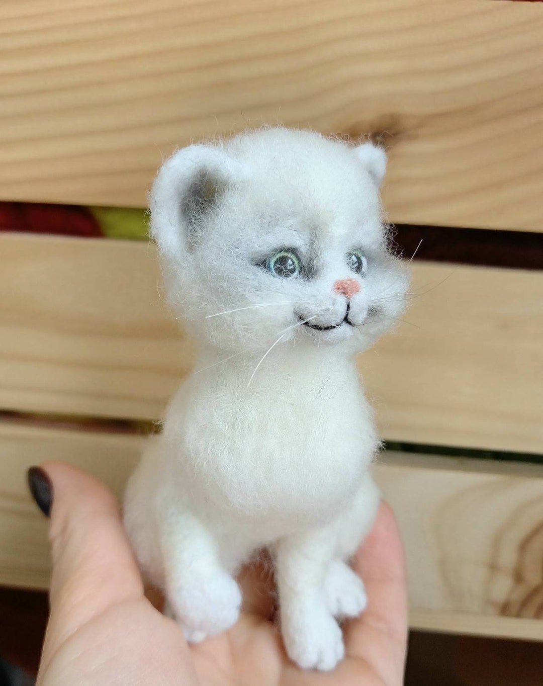 Felted Animals Needle Felted Cat Felt Cat Neddle Felted Kitten Animal ...